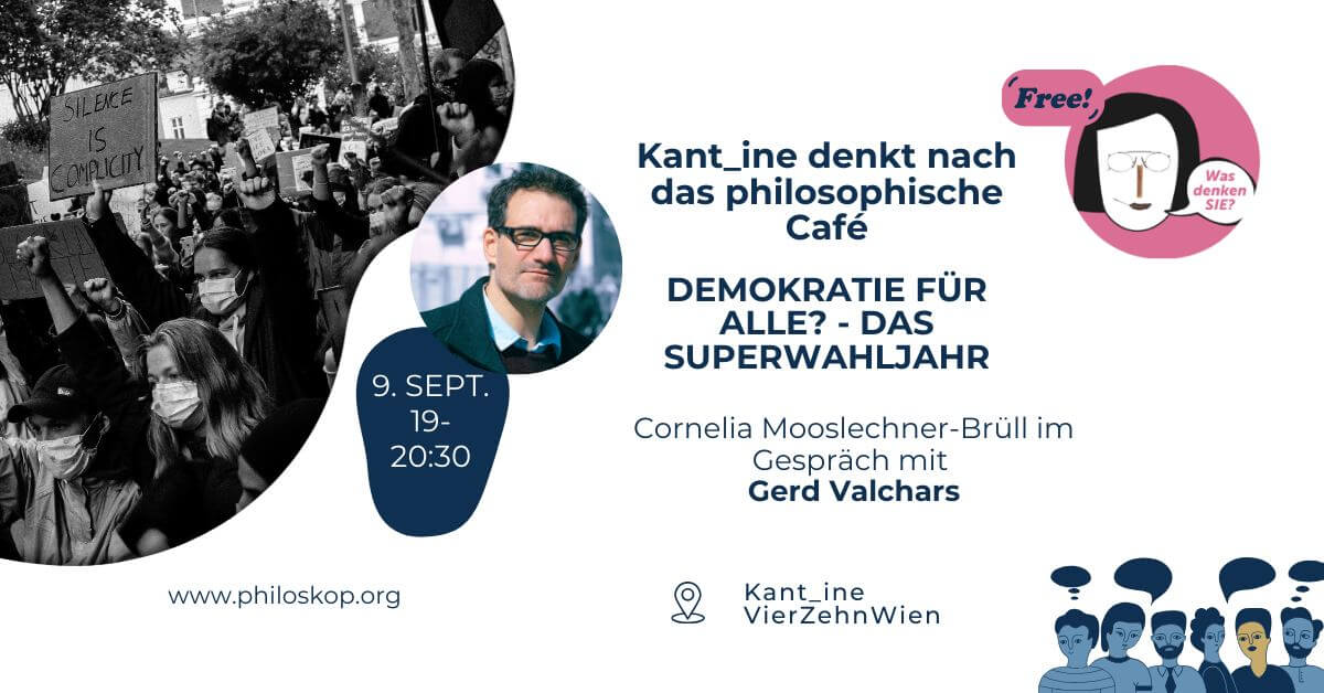 Philosophisches Café: Cornelia Mooslechner-Brüll im Gespräch mit Gerd Valchars